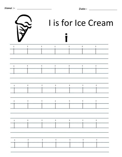 Letter I Tracing Worksheets For Kindergarten Free Worksheets Printable