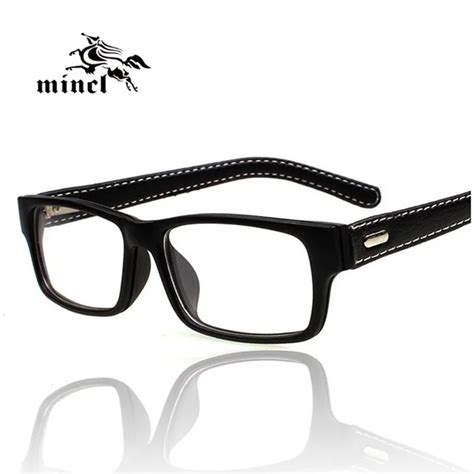 Minclgimmax Square Frame Glasses Vintage Black Leather Eyeglasses