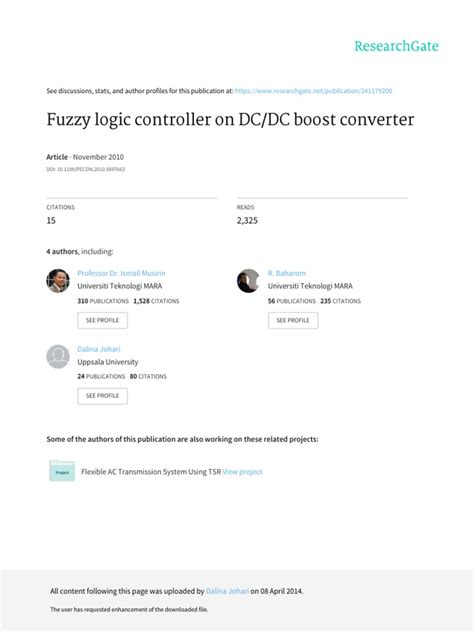Fuzzy Logic Controller On Dcdc Boost Converter November 2010