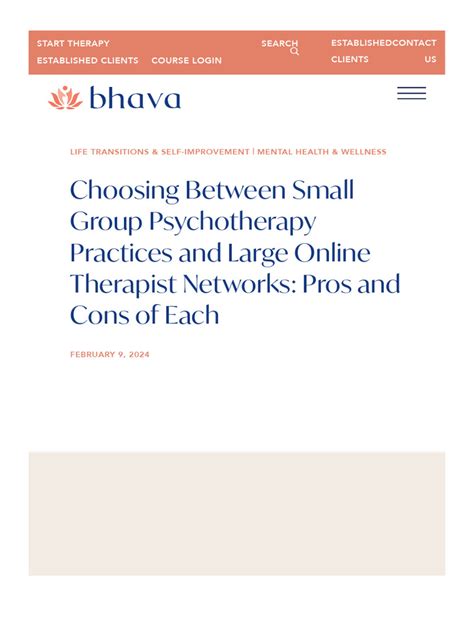 Choosing Between Small Group Psychotherapy Practices And Large Online