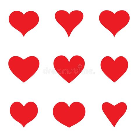 Conjunto De Iconos De Esbozo De Corazón Doodle Rojo Forma Del Corazón
