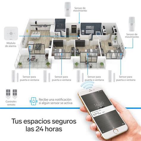 SISTEMA DE SEGURIDAD WIFI CON ALARMA 6 SENSORES Y 2 CONTROLES REMOTO