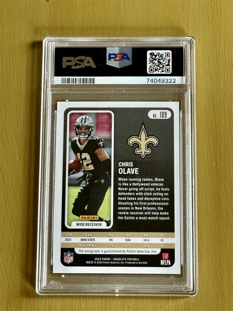 2022 Panini Absolute Rookies Green 109 Chris Olave Rc For Sale