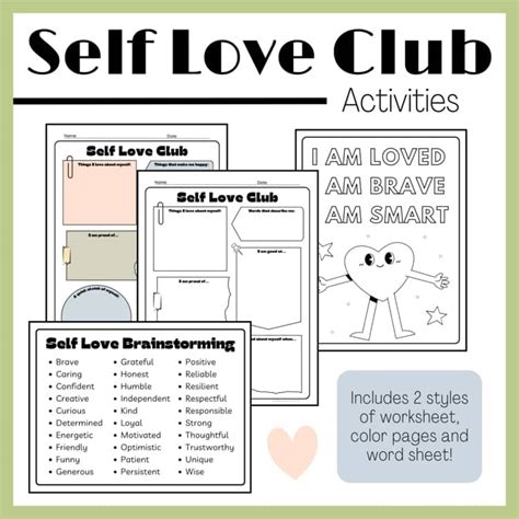 Self Love Club Valentines Self Love Worksheet Coloring Page Tpt