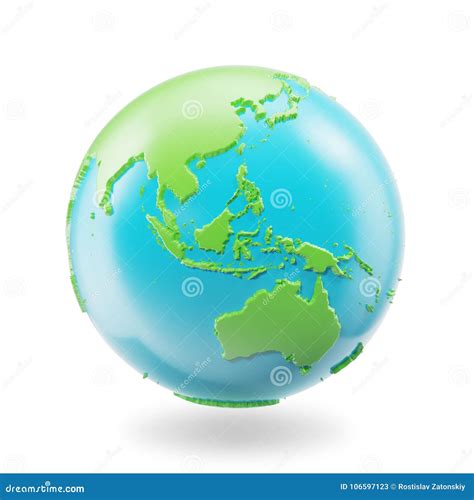 Earth Globe Isolated On White Background Globe Planet Earth Icon 3d Rendring Stock