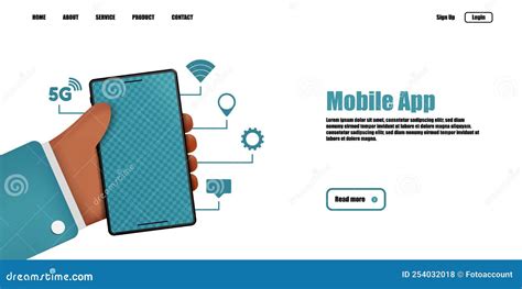 Landing Page Template Of Mobile App Technology Vector Illustrations