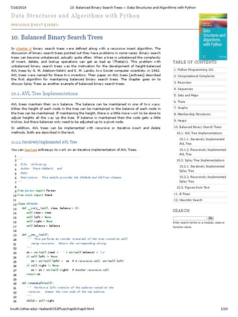 balanced binary search trees data structures and algorithms with