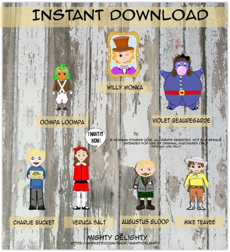 Willy Wonka Inspired Assorted Large Cut Out Characters Instant