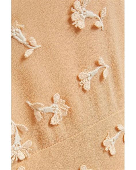 Chloé Pussy Bow Embroidered Silk Crepe De Chine Maxi Dress In Natural