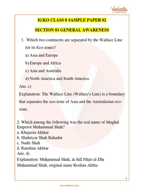Igko Olympiad Sample Paper 2 For Class 8 With Solutions Pdf Fruit