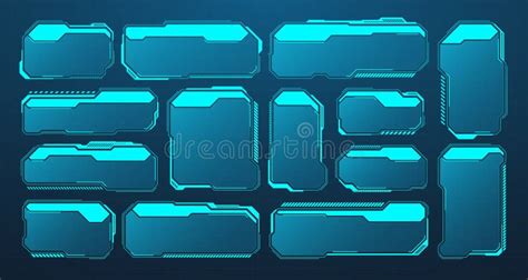 Blue Futuristic Hud Or Ui Elements Sci Fi User Interface Text Boxes