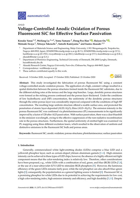 Pdf Voltage Controlled Anodic Oxidation Of Porous Fluorescent Sic For Effective Surface