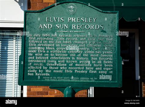 Elvis Presley And Sun Records Historical Sign In Front Of Sun Recording