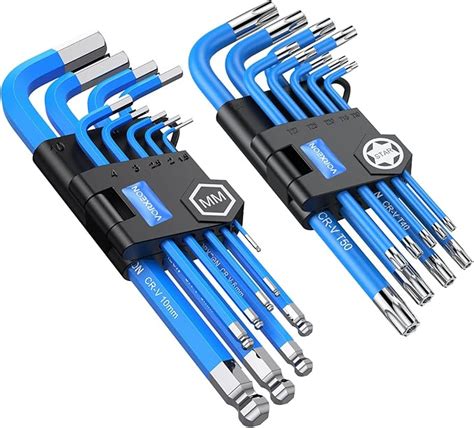 VORXEON 18PCS Allen Wrench Torx Key Set Metric Long Star Ball End Hex