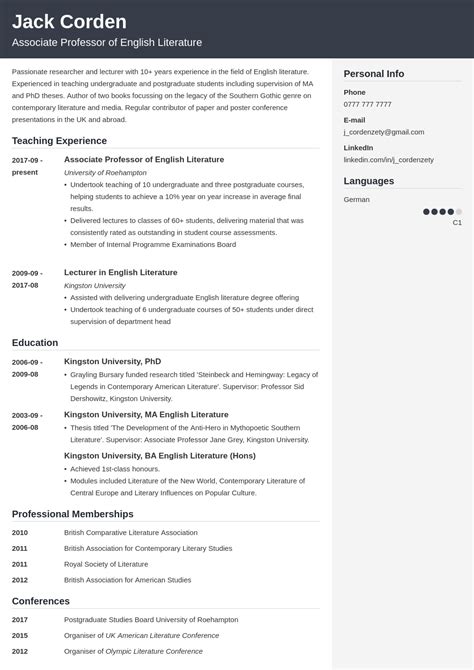 Academic CV Template Examples Best Format Tips 40 OFF