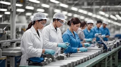 Premium Photo Assembly Line Photo Manufacturing Background Production