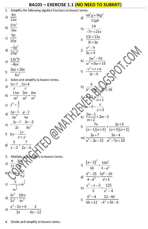 ENGINEERING MATHEMATICS 1 BA101 BASIC ALGEBRA EXERCISE 1 1