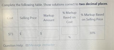 Solved Complete The Following Table Show Solutions Correct Chegg