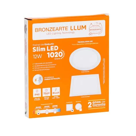 Luminaria Led Emb Quad 12w 3000k Bc Loja Eletroluz