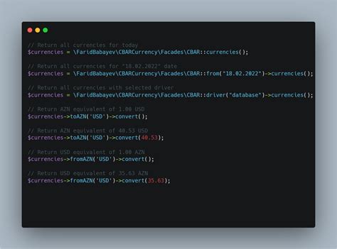 Github Faridbabayev001cbar Currency Php Library To Work With Cbar
