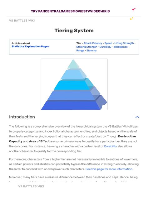 Tiering System Vs Battles Wiki Fandom Pdf Universe Infinity