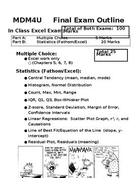 MDM4U Final Exam Outline By Putzman Place TPT