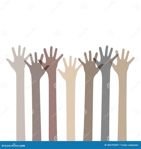 African American Hands Raised Up Vector Illustration Stock Vector