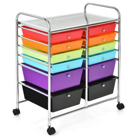 Slickblue Drawer Rolling Storage Cart With Removable Drawers And Lockable Wheels Unit