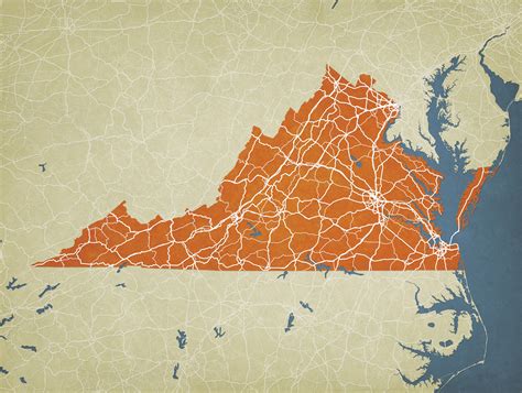 Virginia Map Art City Prints