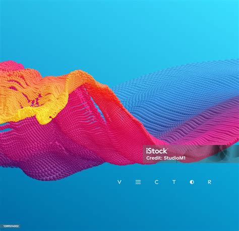 3d 波浪背景具有動態發射粒子的陣組由許多球體形成的波浪抽象向量圖解設計範本現代模式向量圖形及更多動作圖片 動作 多次曝光 小冊子