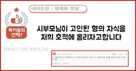 시부모님이 고인된 형의 자식을 저희 호적에 올리자고합니다 명예의 전당