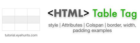 html table tag style attribute colspan border width padding