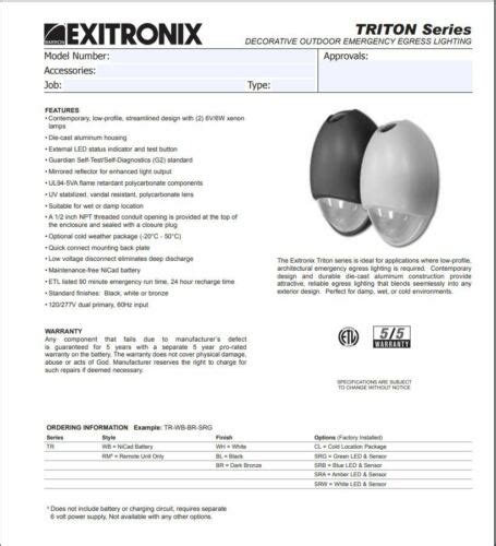 Exitronix Triton Series Emergency Egress Lighting 2 X 6 Watt LED Lamp EBay