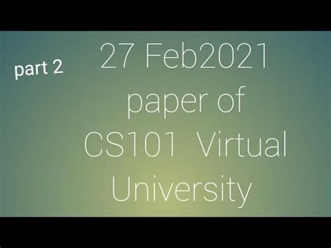 CS101 Paper At 4 30 Important Question Of Cs101 VU Papers Part 2