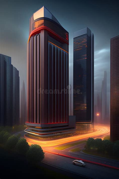 Modern City Ai Generative Illustration Graphic Design Art Icon Stock