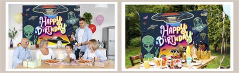 Iiiluyot Funny Ufo Happy Birthday Decorations Backdrop