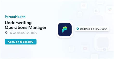 Underwriting Operations Manager Paretohealth Simplify Jobs