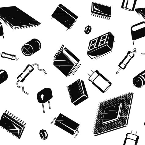 Premium Vector Electronic Components In Retro Style Poster