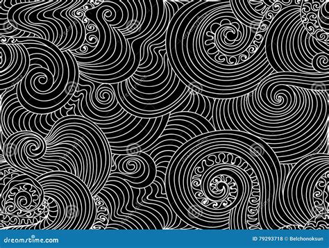 Abstract Decorative Vector Seamless Pattern With Curling Figured Wavy Lines Stock Vector