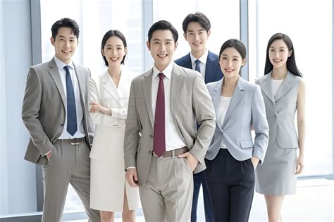 商务人物ai数字艺术 商务人物现代商务风格六位职场人士站立微笑正式商务装人像照片 Ai人像免费下载 Png格式 4096像素 编号