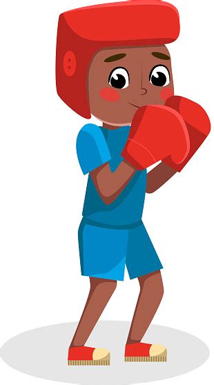 소년 운동 선수 연습 상자 운동 하 고 스포츠 유니폼에 아이 활성 건강 한 라이프 스타일 개념 만화 스타일 벡터 일러스트 가공의