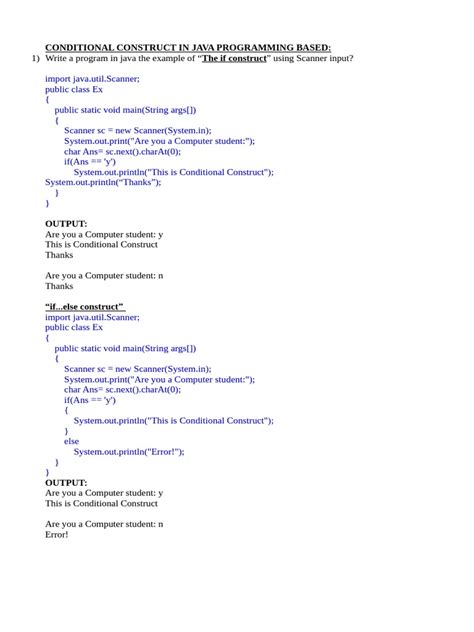 Conditional Construct Java Pdf