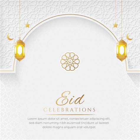 Eid Mubarak Islamic Greeting Card Luxury Ornamental Background With