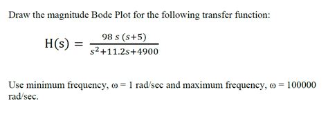 Solved Draw The Magnitude Bode Plot For The Following Chegg