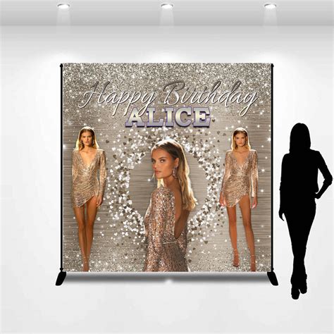 Custom Glitter Sliver Diamond Birthday Backdrop Lofaris