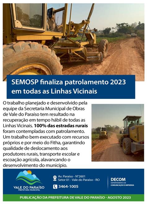 Prefeitura De Vale Do Paraíso Divulga Informativo Municipal Agosto 2023