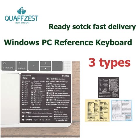 Windows PC Reference Keyboard Shortcut Sticker Adhesive For PC Laptop
