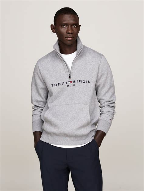 Logo Mock Turtleneck Half Zip Sweatshirt Sweatshirts And Hoodies