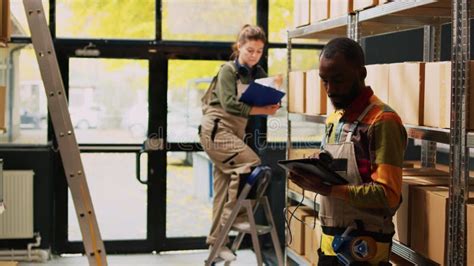 Male Employee Scanning Barcodes Stock Footage Video Of Packages Boxes 277673264