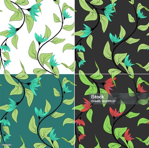 인쇄 디자인에 대한 추상꽃 스프링 패턴입니다 이국적인 벽지 여름 카드 디자인 벡터 일러스트 아트입니다 추상 반복 배경입니다 여름 열대 잎입니다 세트 플로럴 일러스트 0명에